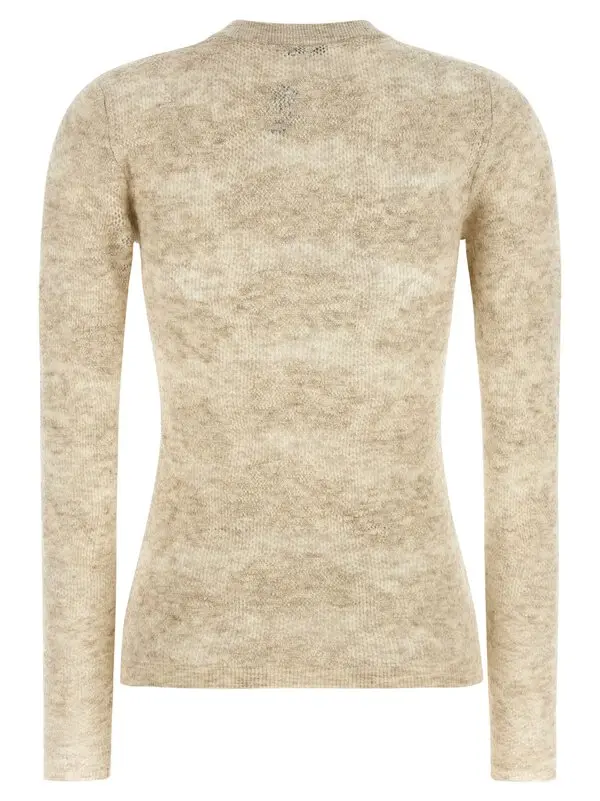 Brunello Cucinelli Flower Lace" Silk And Alpaca Blend Sweater - Cream
