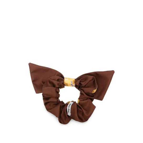 Miu Miu Floral Print Bow Detail Scrunchie - Yellow