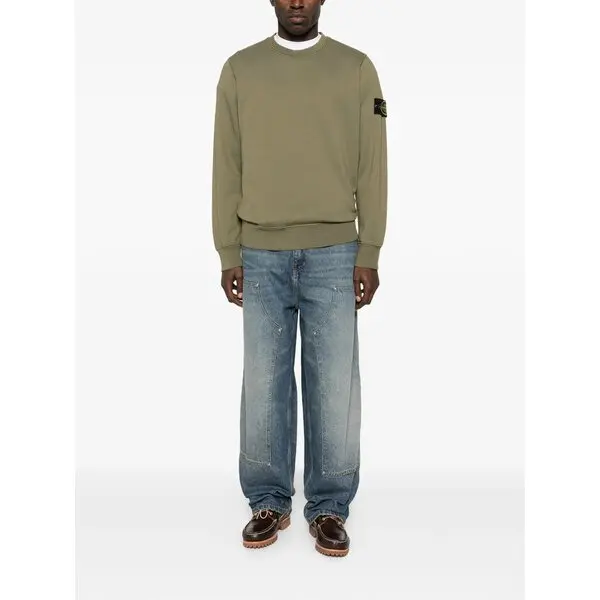 Stone Island Crew Neck Sweatshirt With Logo Patch