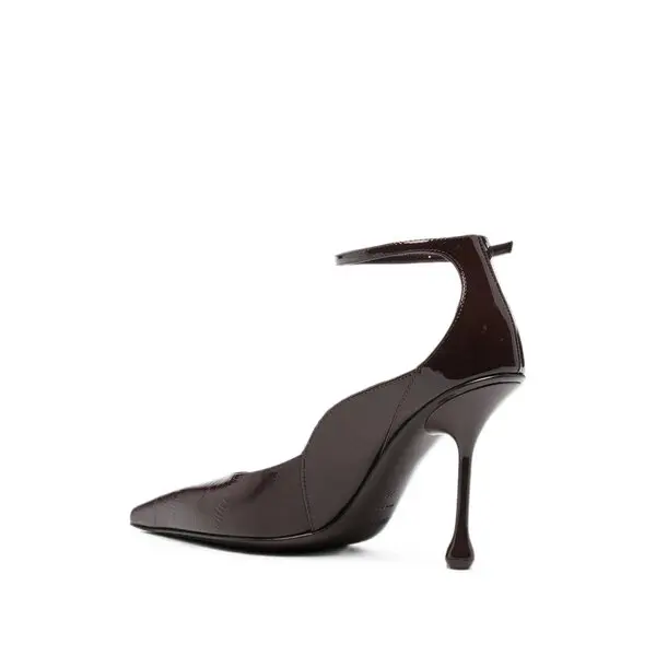 JIMMY CHOO Patent Leather Pointed Toe Ankle Strap Stilettos - Red