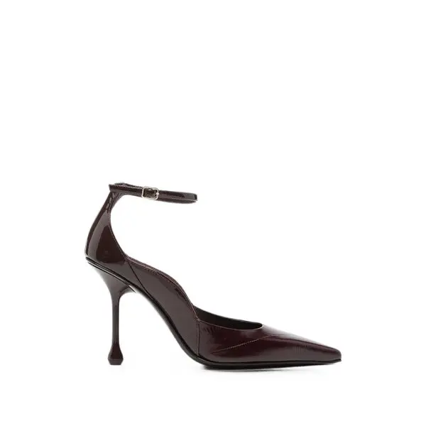 JIMMY CHOO Patent Leather Pointed Toe Ankle Strap Stilettos - Red