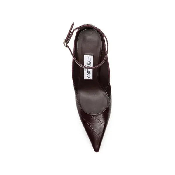 JIMMY CHOO Patent Leather Pointed Toe Ankle Strap Stilettos - Red