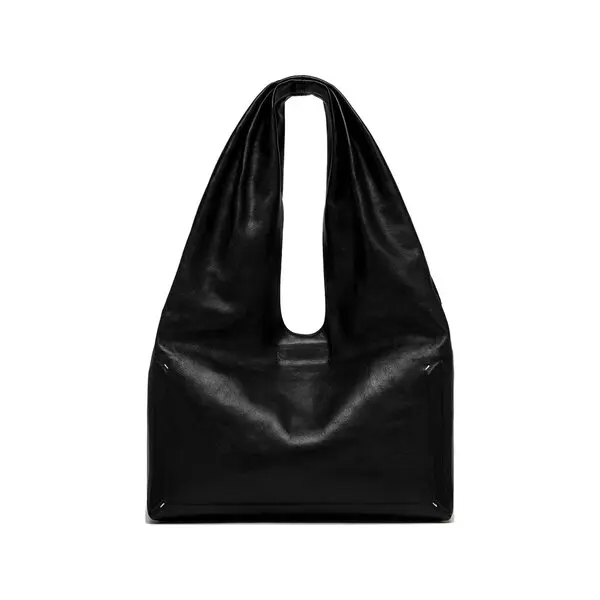 MAISON MARGIELA Leather Tote Bag With Paneling - Black