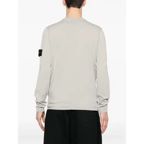 Stone Island Grey Logo Patch Crew Neck Sweater - Gray