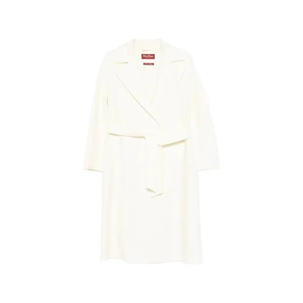 Max Mara Single-breasted Coat With Tie Belt - Cream