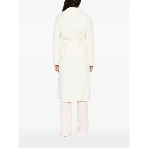 Max Mara Single-breasted Coat With Tie Belt - Cream