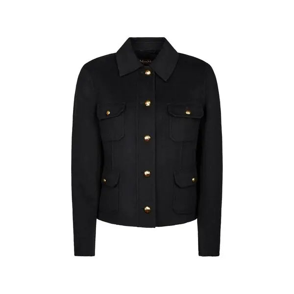 Max Mara Cropped Jacket With Gold-tone Hardware - Black