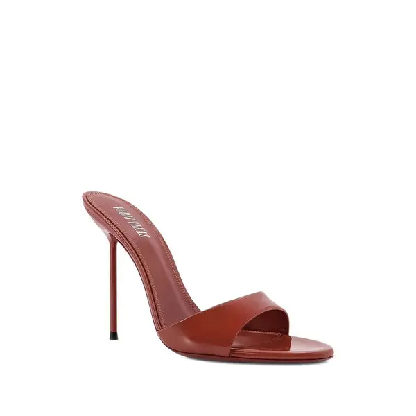 Paris Texas Stiletto Heel Open Toe Slip-on Sandals - Brown