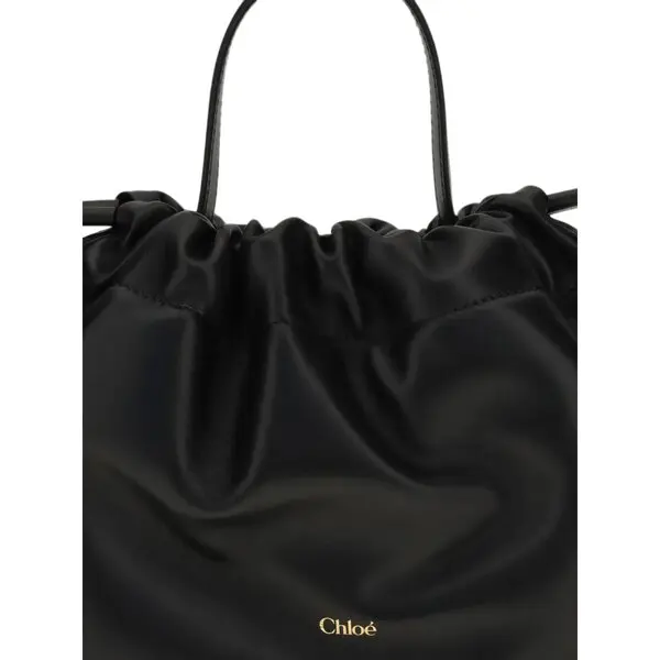 Chloé Leather Drawstring Shoulder Bag - Black
