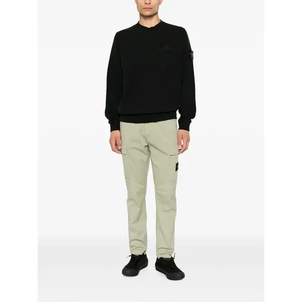 Stone Island Crew Neck Sweatshirt With Logo Patch - Black