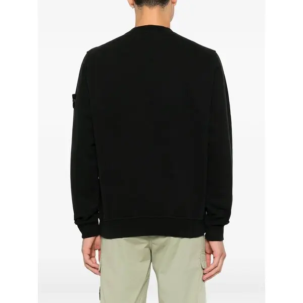 Stone Island Crew Neck Sweatshirt With Logo Patch - Black