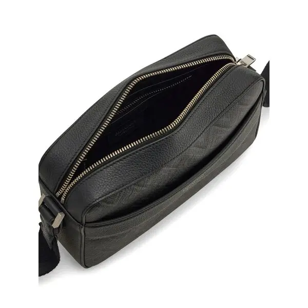 FERRAGAMO Messenger Bag With All-over Monogram - Black
