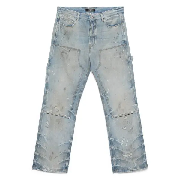Amiri Straight-leg Denim Jeans With Logo Detail - Blue