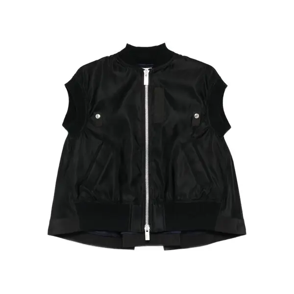 Sacai Zip Fastening Baseball Collar Waistcoat - Black