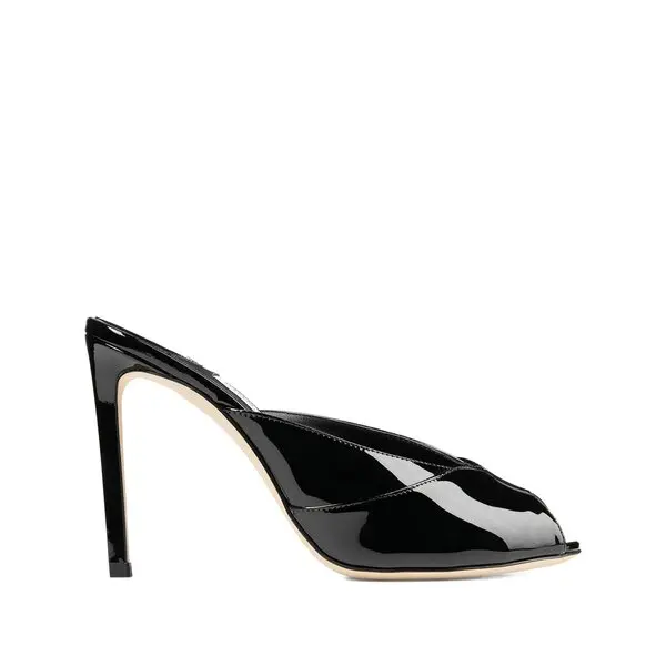 JIMMY CHOO Patent Leather Peep-toe Stiletto Mules - Black