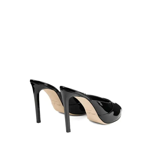 JIMMY CHOO Patent Leather Peep-toe Stiletto Mules - Black