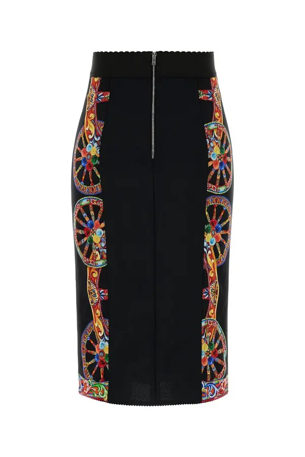 Dolce & Gabbana Printed Charmeuse Skirt