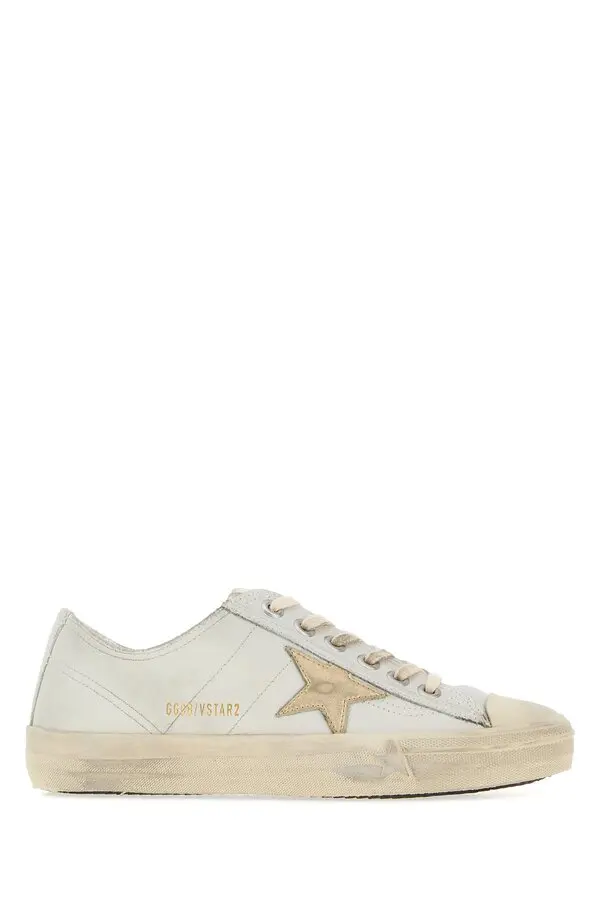 GOLDEN GOOSE White Leather V-star 2 Sneakers