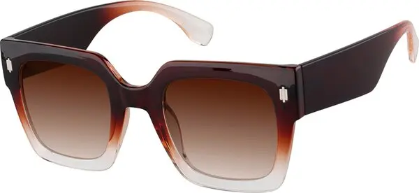 Zenni Oversized Square Sunglasses With Plastic Full Rim Frame - Brown