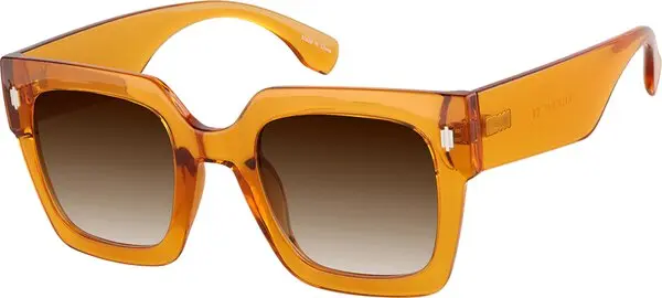 Zenni Oversized Square Sunglasses With Plastic Full Rim Frame - Orange