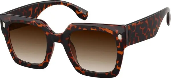Zenni Oversized Square Sunglasses With Plastic Full Rim Frame - Tortoiseshell
