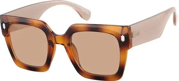 Zenni Oversized Square Sunglasses With Plastic Full Rim Frame - Tortoiseshell