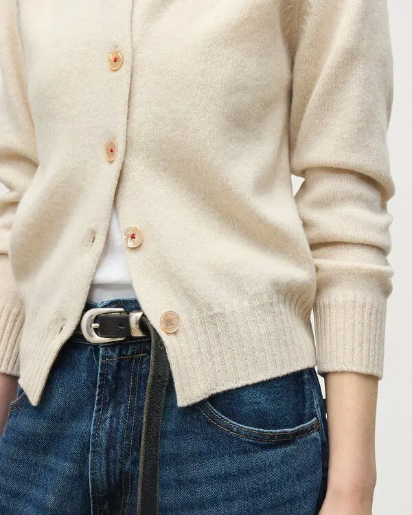 Johnstons Of Elgin Blyth Lambswool Cardigan - Natural