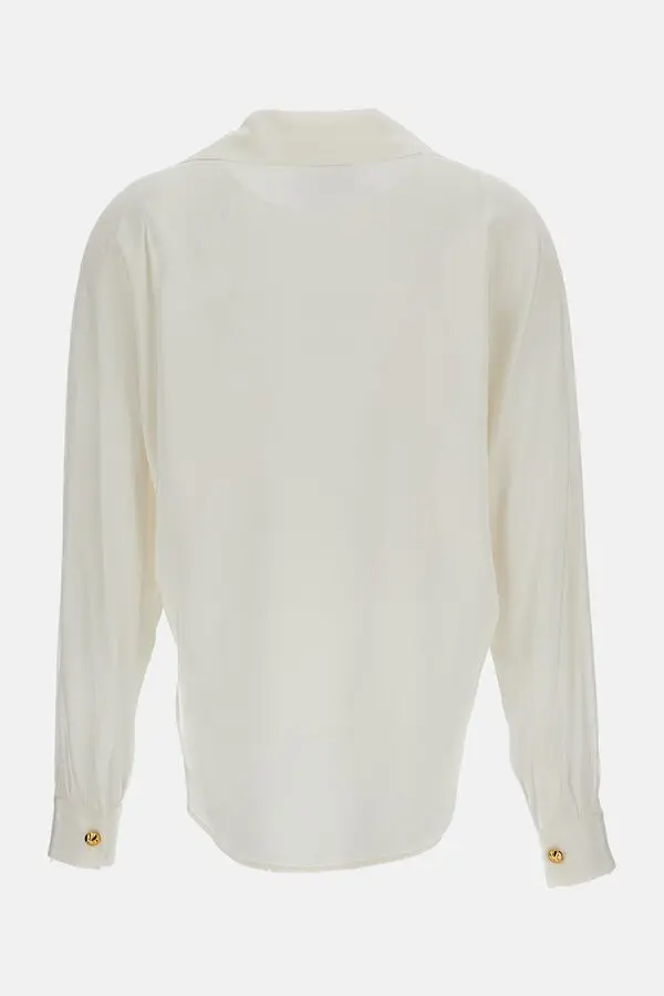 Max Mara Silk Crepe De Chine Polo Shirt - White