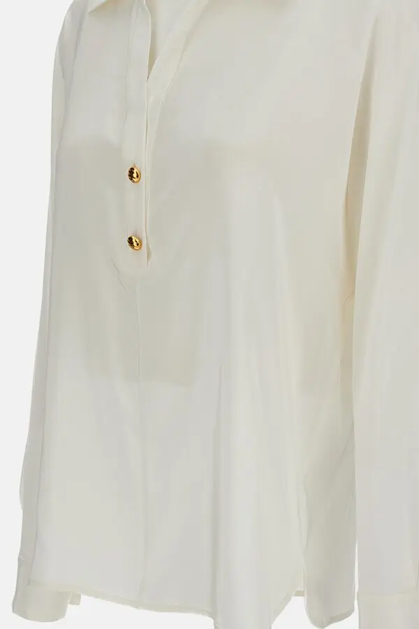 Max Mara Silk Crepe De Chine Polo Shirt - White