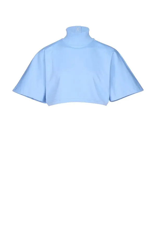 Alaïa Highneck T-shirt In Blue - Ciel