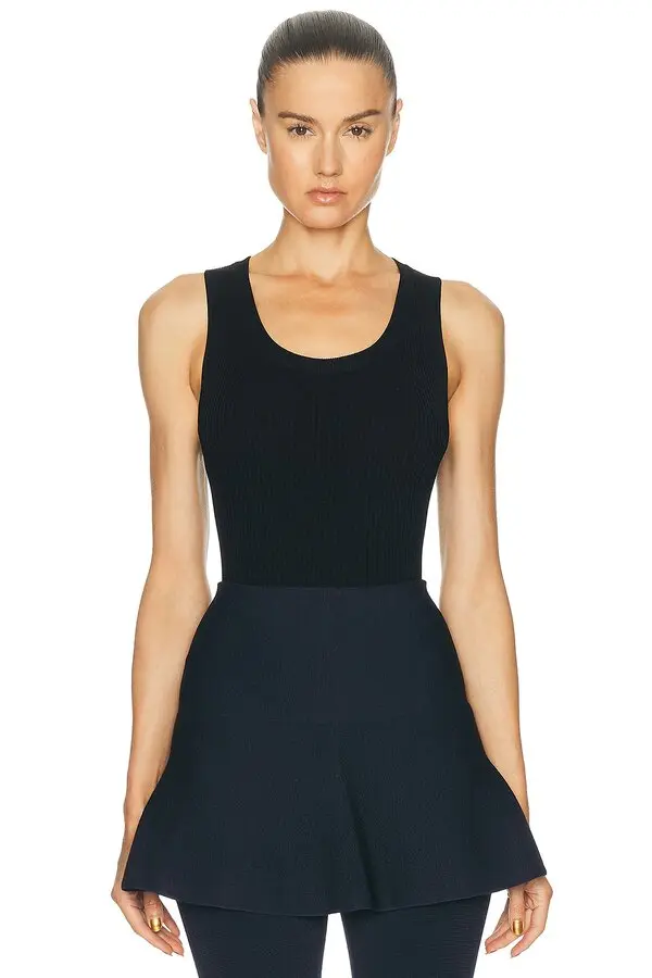 Alaïa Rib Knit Tank Bodysuit - Noir Alaia