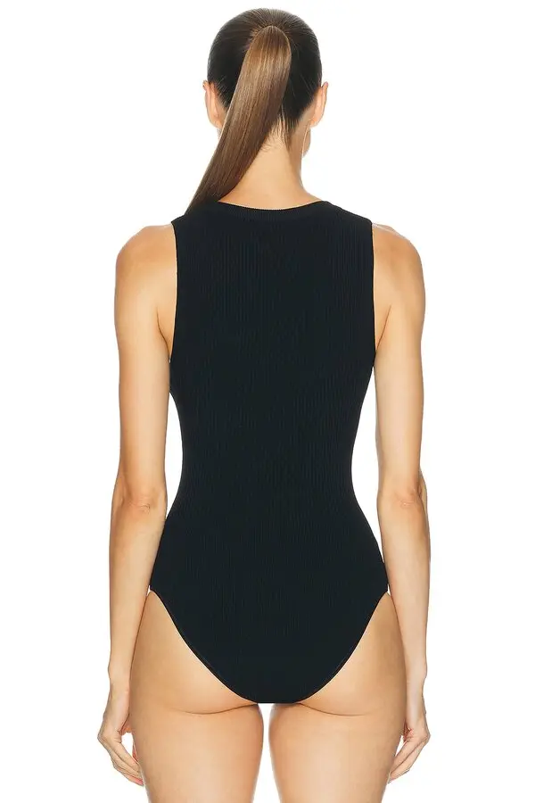 Alaïa Rib Knit Tank Bodysuit - Noir Alaia