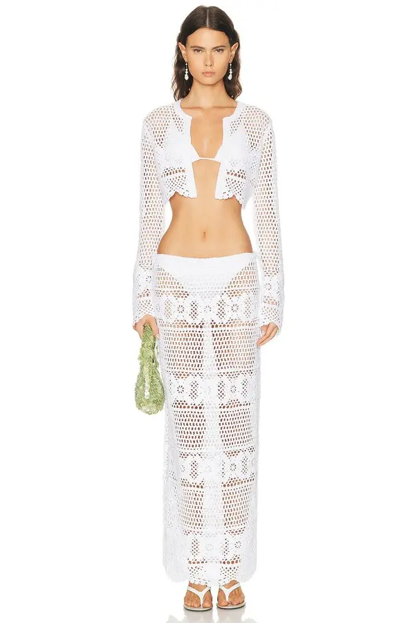 SKIMS Crochet Swim Cropped Cardigan