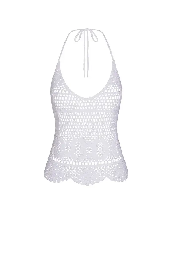 SKIMS Crochet Swim Cami Top In White - Snow