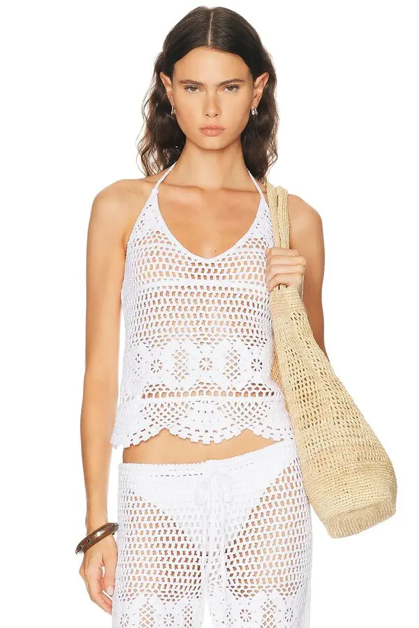 SKIMS Crochet Swim Cami Top - Snow