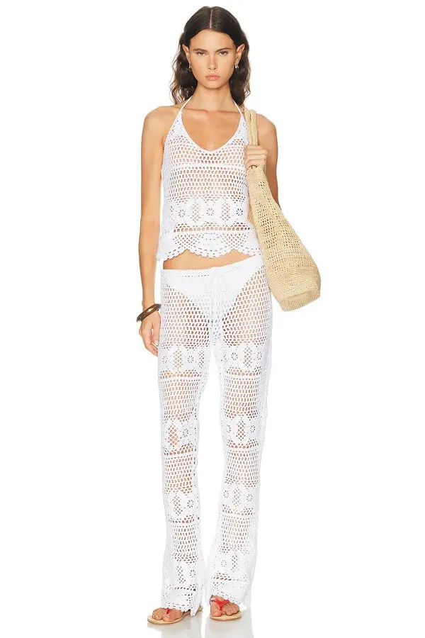 SKIMS Crochet Swim Cami Top Halterneck Knit