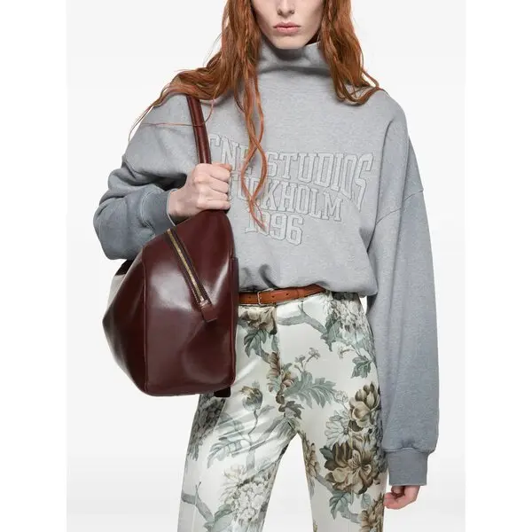 Acne Studios Grey Logo Print Funnel Neck Sweatshirt - Gray