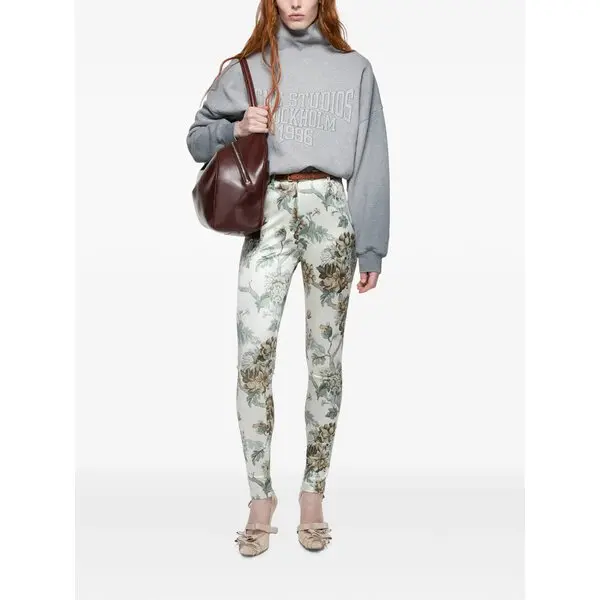Acne Studios Grey Logo Print Funnel Neck Sweatshirt - Gray
