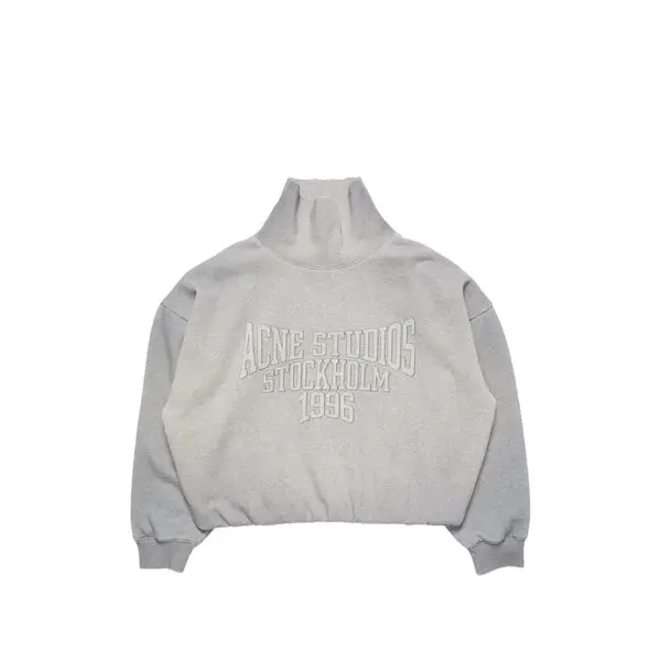 Acne Studios Grey Logo Print Funnel Neck Sweatshirt - Gray