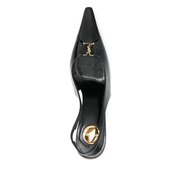 Saint Laurent Leather Slingback High Heel Pumps - Black