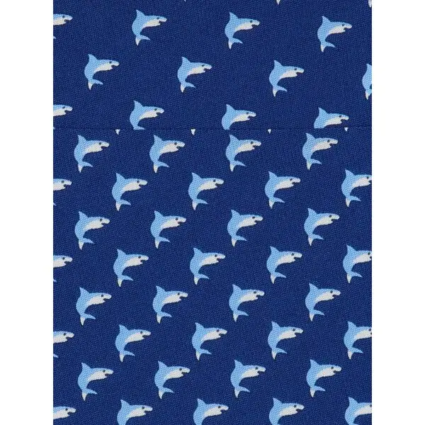 FERRAGAMO Silk Shark Print Neck Tie - Blue