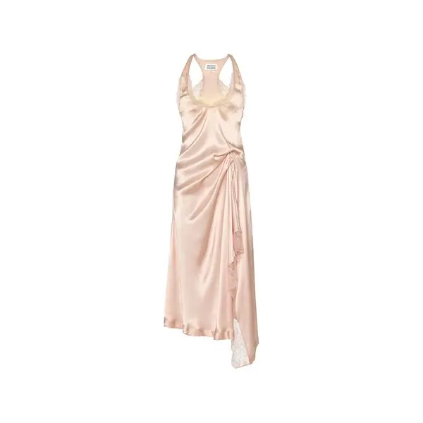 MAISON MARGIELA Lace Trimmed V-neck Racerback Dress - Pink