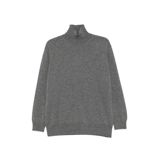 Malo Grey Cashmere High Neck Knitwear Jumper - Gray