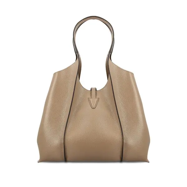 TOD'S T Buckle Tote Bag With Detachable Pouch - Cream