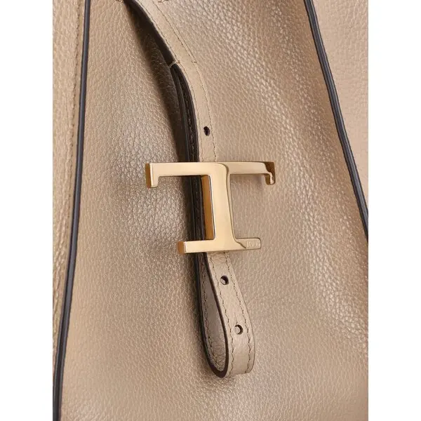 TOD'S T Buckle Tote Bag With Detachable Pouch - Cream