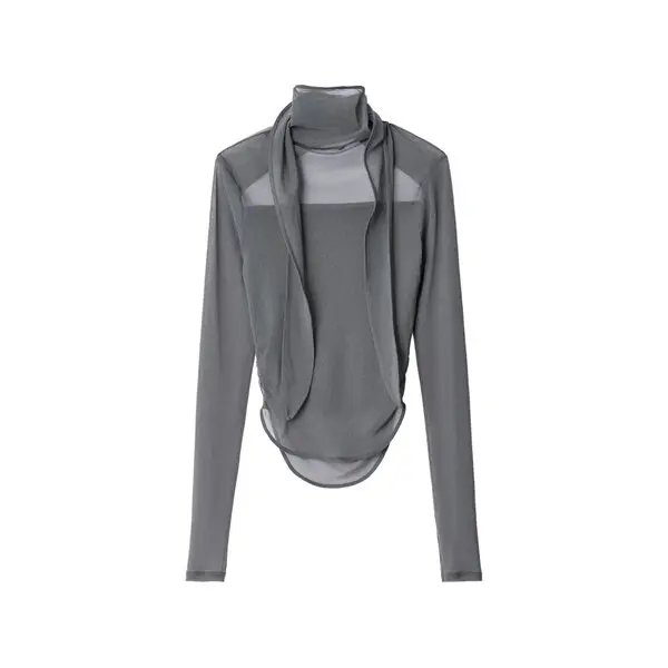 LEMAIRE High Neck Long Sleeve Top - Gray