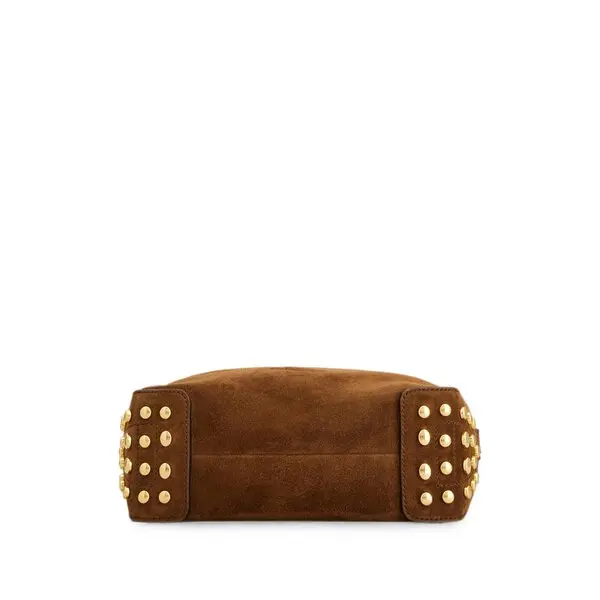 TOD'S Suede Shoulder Bag With Embossed Detailing - Brown