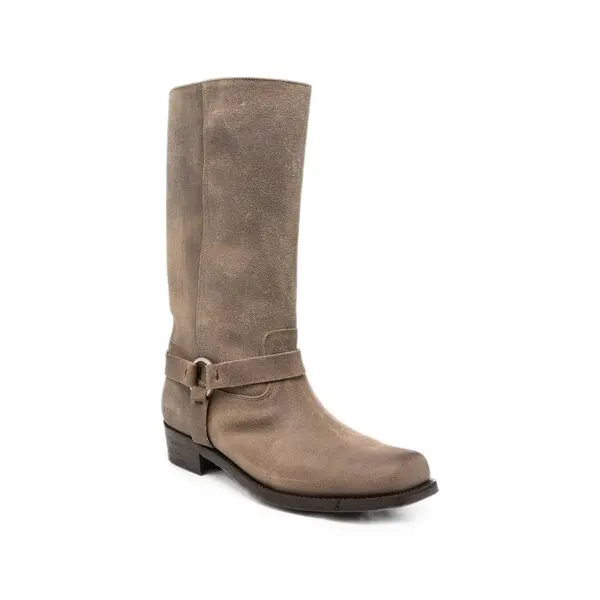 GOLDEN GOOSE Suede Square Toe Boots - Cream