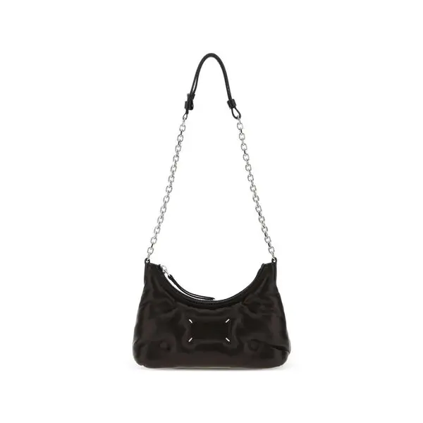 MAISON MARGIELA Padded Leather Shoulder Bag With Chain Strap - Black