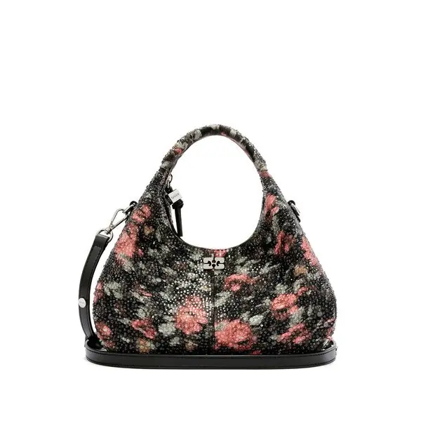 GANNI Embellished Floral Print Tote Bag With Detachable Shoulder Strap - Black
